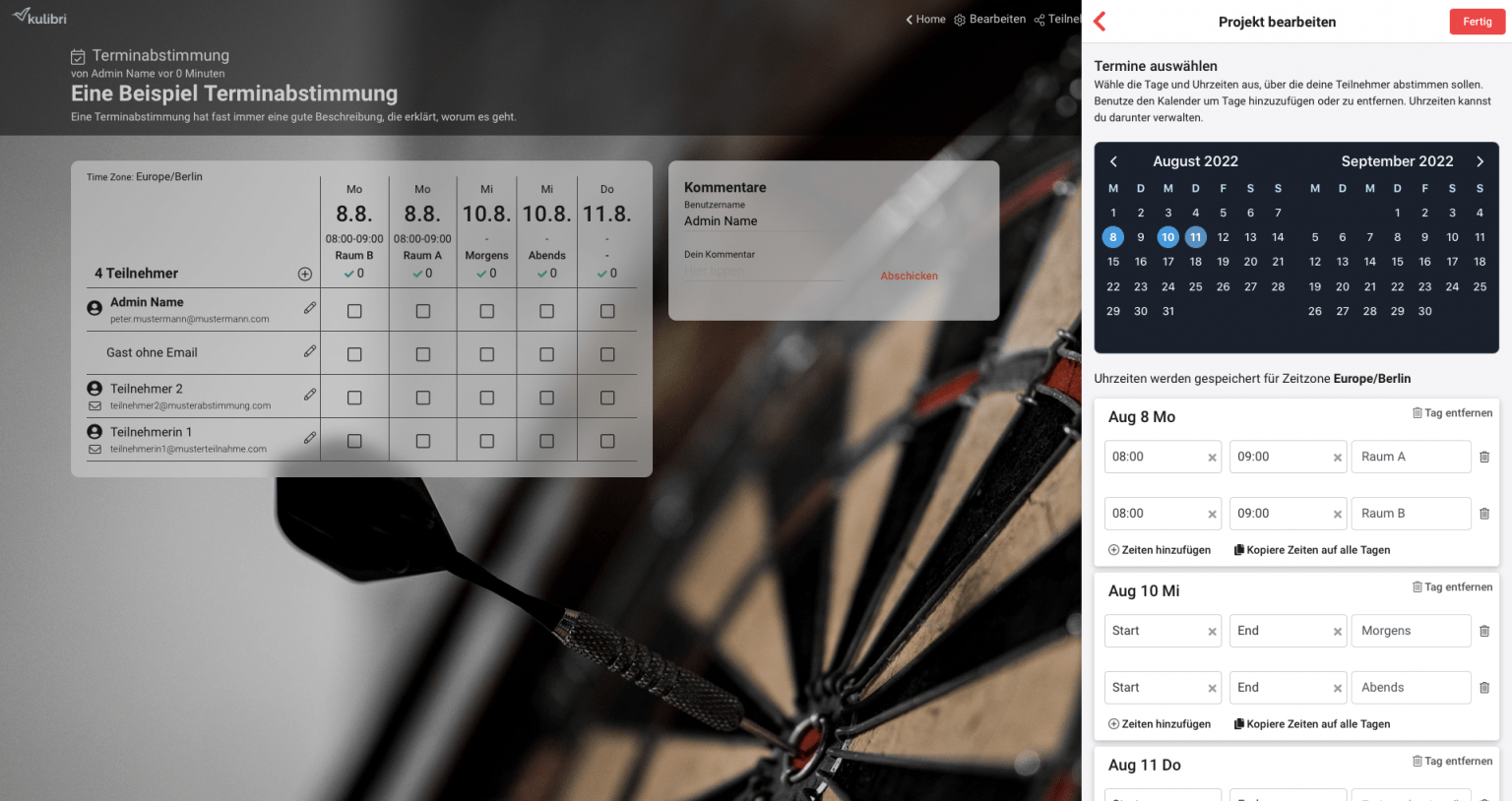 kulibri • Termin finden mit wenigen Klicks, kostenlos und werbefrei