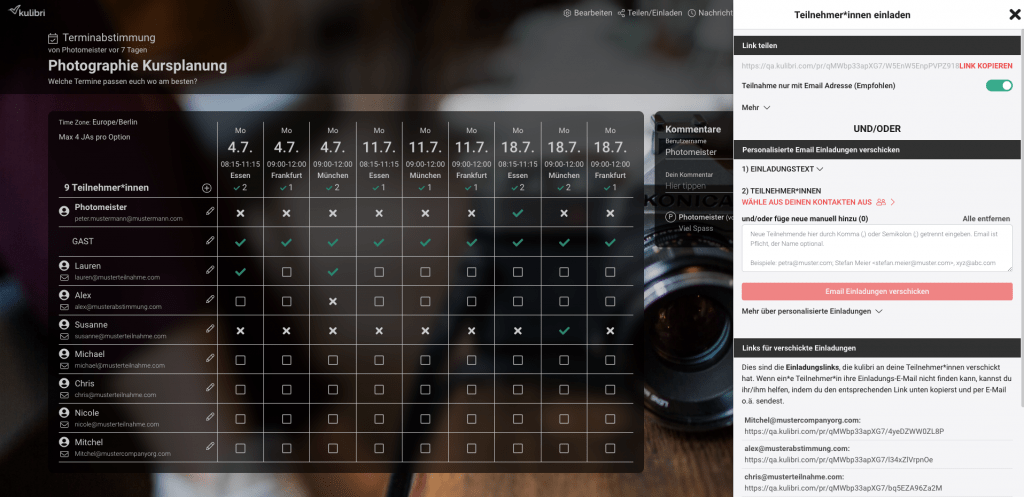 kulibri • Termin finden mit wenigen Klicks, kostenlos und werbefrei